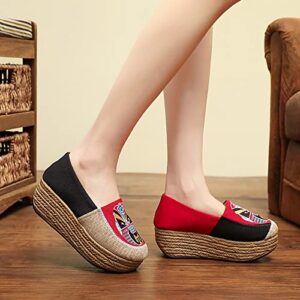 Casual Shoes Fashion Shoes for Women High Heeled Fashion Boots Silp On Dark Wedges Shoes for Women Red