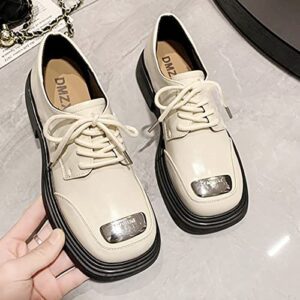 Women Casual Shoes Fashion Spring New Pattern Round Toe Thick Heel Square Heel Comfortable Shoes Womens Shoes Size 8 Dress Casual White