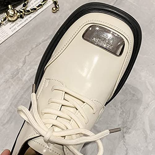 Women Casual Shoes Fashion Spring New Pattern Round Toe Thick Heel Square Heel Comfortable Shoes Womens Shoes Size 8 Dress Casual White