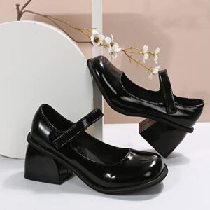 Leisure Women Artificial Leather Solid Color Autumn Thick Sole Square Heels Slip On Lazy People Round Toe Shoes Womens Sandals No Heels Black