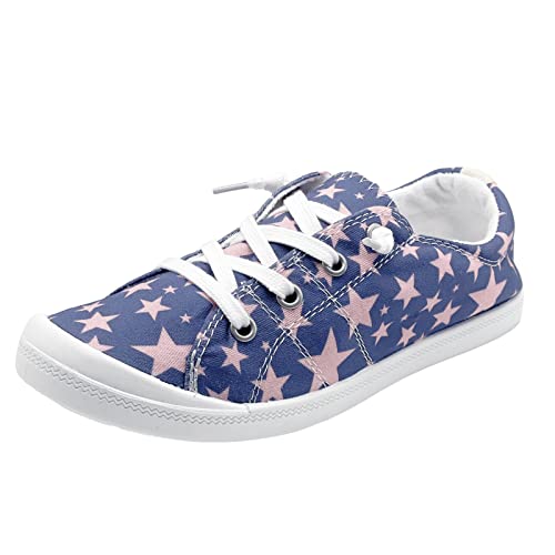 Women Shoes Casual Star Print Sports Shoes Canvas Fashion Casual Shoes Business Casual Shoes Women Wide Blue