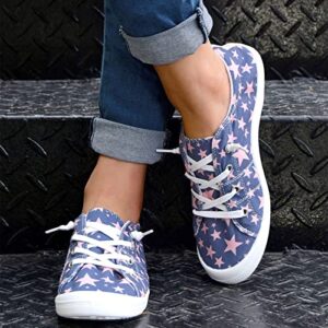 Women Shoes Casual Star Print Sports Shoes Canvas Fashion Casual Shoes Business Casual Shoes Women Wide Blue