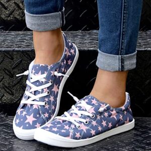 Women Shoes Casual Star Print Sports Shoes Canvas Fashion Casual Shoes Business Casual Shoes Women Wide Blue