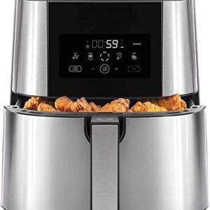 Touch Digital Air Fryer, 5 Qt, Stainless Steel, With 4 Built-in Cooking Functions, Built-in LED, Intuitive Digital Control, Suitable For Dining Room or Kitchen Etc, Silver