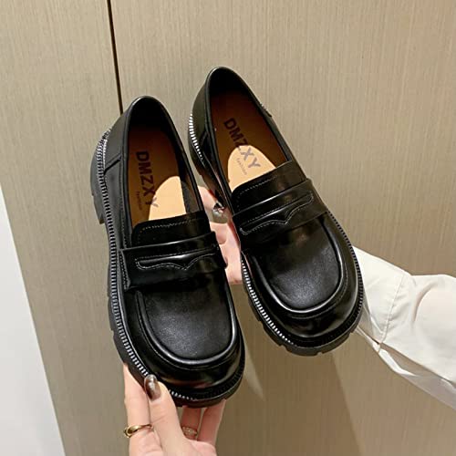 Women Casual Shoes Fashion Spring New Casual Retro Style Comfortable Square Heel Thick Heel Slip On Shoes Womens Sandals No Heels Black