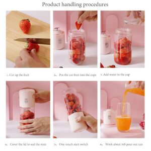 juicer blender small fruit juicer blender juice extractor Portable USB Rechargeable 500ml (Pink)