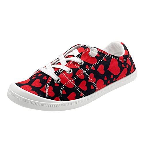 Women Shoes Casual Valentine Day Love Printing Sports Shoes Canvas Fashion Casual Shoes Womens Shoes Size 9 Casual Black