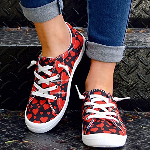 Women Shoes Casual Valentine Day Love Printing Sports Shoes Canvas Fashion Casual Shoes Womens Shoes Size 9 Casual Black