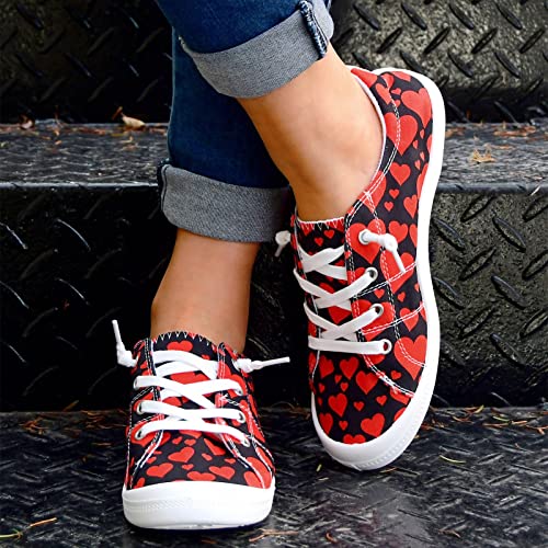 Women Shoes Casual Valentine Day Love Printing Sports Shoes Canvas Fashion Casual Shoes Womens Shoes Size 9 Casual Black