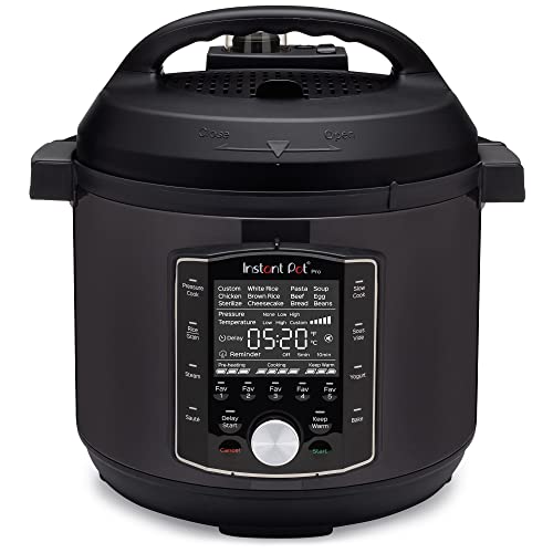 Instant Pot Pro 10-in-1 Pressure Cooker, Slow Cooker, Rice/Grain Cooker, Steamer, Sauté, Sous Vide, Yogurt Maker, Sterilizer, and Warmer, Includes App With Over 800 Recipes, Black, 6 Quart