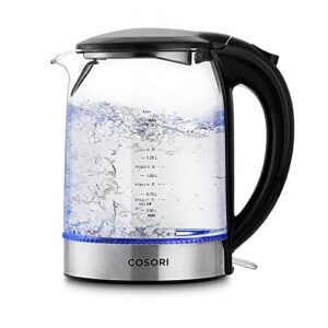 cosori speed-boil electric kettle, 1.7l water boiler (bpa free) 1500w auto shut-off&boil-dry protection, led indicator inner lid & bottom, black