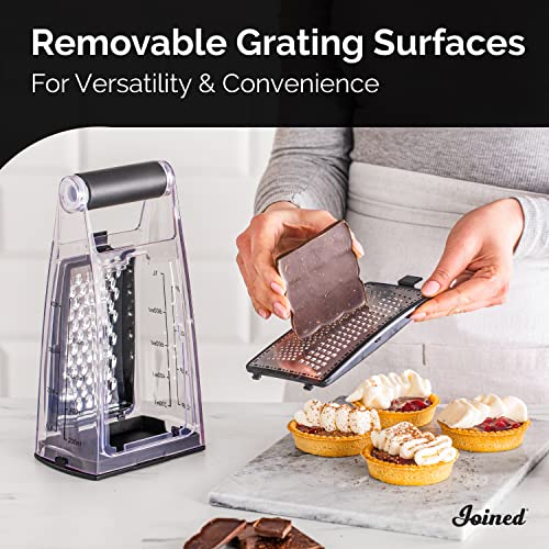 Joined Cheese Grater with Container - Box Grater Cheese Shredder Lemon Zester Grater - Cheese Grater with Handle - Graters for Kitchen Stainless Steel Food Grater - Hand Grater and Vegetable Peeler