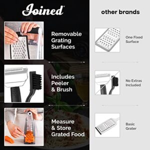 Joined Cheese Grater with Container - Box Grater Cheese Shredder Lemon Zester Grater - Cheese Grater with Handle - Graters for Kitchen Stainless Steel Food Grater - Hand Grater and Vegetable Peeler