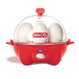 dash rapid egg cooker: 6 egg capacity electric egg cooker for hard boiled eggs, poached eggs, scrambled eggs, or omelets with auto shut off feature – red