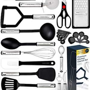 Home Hero 25-pcs Kitchen Utensils Set - Nylon & Stainless Steel Cooking Utensils Set with Spatula - Kitchen Gadgets & Kitchen Tool Gift Set