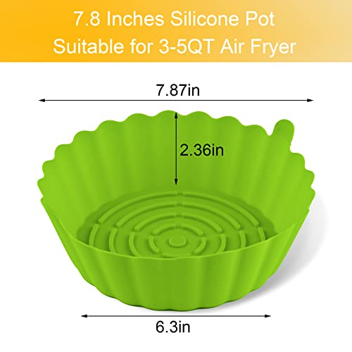 Air Fryer Silicone Liners - Reusable Air Fryer liners - Non Stick Air fryer Silicone Round Basket Pot - Replacement for Parchment Liner Paper 3 to 5 Qt for Oven Air fryer Accessories