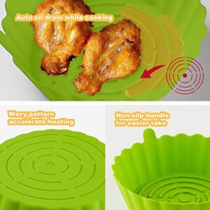 Air Fryer Silicone Liners - Reusable Air Fryer liners - Non Stick Air fryer Silicone Round Basket Pot - Replacement for Parchment Liner Paper 3 to 5 Qt for Oven Air fryer Accessories