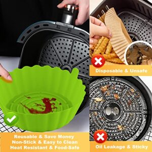 Air Fryer Silicone Liners - Reusable Air Fryer liners - Non Stick Air fryer Silicone Round Basket Pot - Replacement for Parchment Liner Paper 3 to 5 Qt for Oven Air fryer Accessories