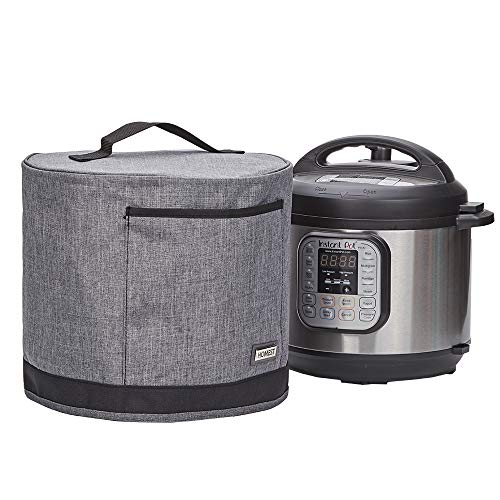 HOMEST Dust Cover with Pockets for Instant Pot 6 Quart, Insulated Pressure Cooker Cover with Easy to Clean Lining, Grey