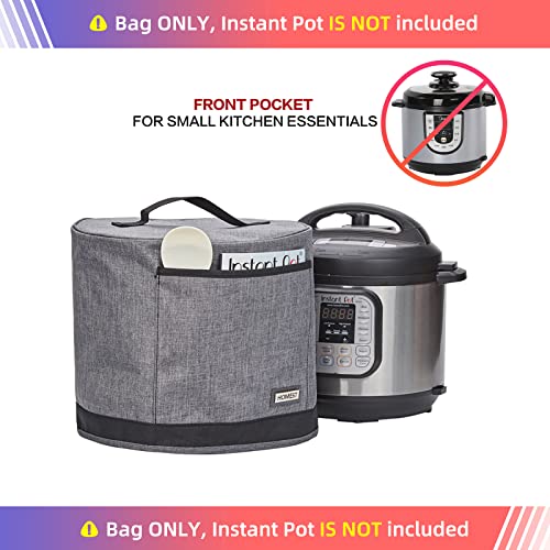 HOMEST Dust Cover with Pockets for Instant Pot 6 Quart, Insulated Pressure Cooker Cover with Easy to Clean Lining, Grey