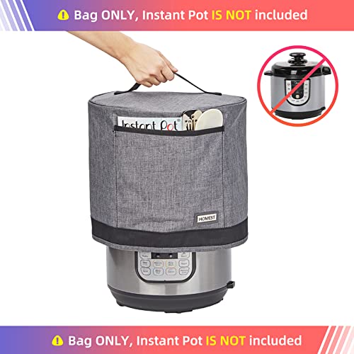 HOMEST Dust Cover with Pockets for Instant Pot 6 Quart, Insulated Pressure Cooker Cover with Easy to Clean Lining, Grey