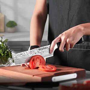 MOSFiATA Professional Chef Knife Set with German High Carbon Stainless Steel Kitchen Knife Set 3 PCS-8" Chefs Knife &7" Nakiri Knife&5" Utility Knife, Knives Set for Kitchen with Gift Box