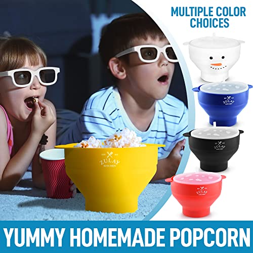 Zulay Kitchen Large Microwave Popcorn Maker - Silicone Popcorn Popper Microwave Collapsible Bowl With Lid - Family Size Microwave Popcorn Bowl - Bright Yellow