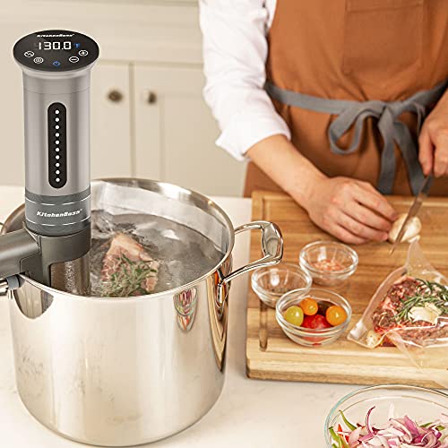 Sous Vide Cooker 1100 Watts | IPX7 Waterproof | By KitchenBoss G310/Silver | Water Cooker, Suvee vide machine | Includes 5 Vacuum Sealer Bags | Accurate Temperature Control Digital Display | Thermal Immersion Circulator