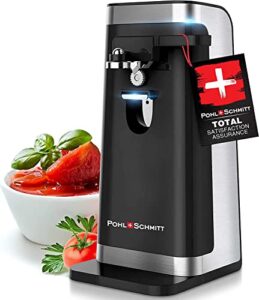 pohl schmitt electric can opener, knife sharpener and bottle opener, easy push down lever, black