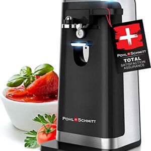 POHL SCHMITT Electric Can Opener, Knife Sharpener and Bottle Opener, Easy Push Down Lever, Black