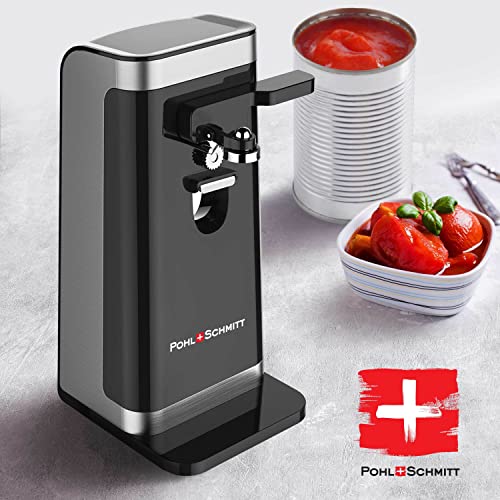 POHL SCHMITT Electric Can Opener, Knife Sharpener and Bottle Opener, Easy Push Down Lever, Black