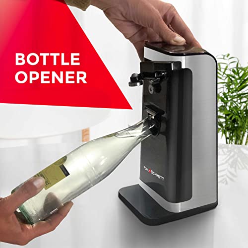 POHL SCHMITT Electric Can Opener, Knife Sharpener and Bottle Opener, Easy Push Down Lever, Black