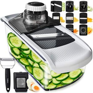 fullstar 11 in 1 mandoline slicer, vegetable slicer & cheese grater | kitchen gadgets with peeler, spiralizer, juicer, egg slicer & julienne cutter (+safety glove & cleaning brush)