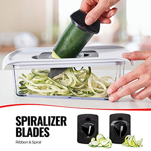 Fullstar 11 in 1 Mandoline Slicer, Vegetable Slicer & Cheese Grater | Kitchen Gadgets with Peeler, Spiralizer, Juicer, Egg Slicer & Julienne Cutter (+Safety Glove & Cleaning Brush)