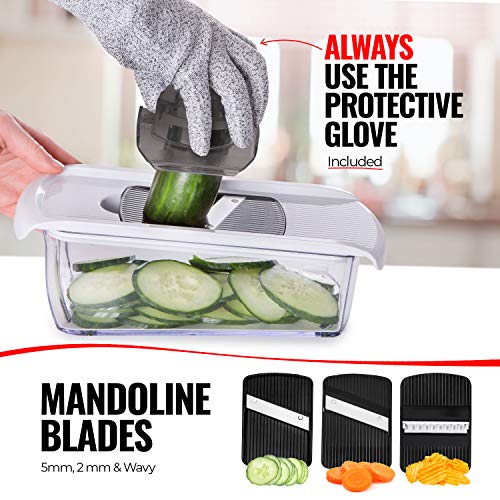 Fullstar 11 in 1 Mandoline Slicer, Vegetable Slicer & Cheese Grater | Kitchen Gadgets with Peeler, Spiralizer, Juicer, Egg Slicer & Julienne Cutter (+Safety Glove & Cleaning Brush)