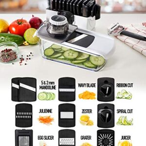 Fullstar 11 in 1 Mandoline Slicer, Vegetable Slicer & Cheese Grater | Kitchen Gadgets with Peeler, Spiralizer, Juicer, Egg Slicer & Julienne Cutter (+Safety Glove & Cleaning Brush)