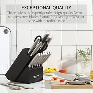 Gourmetop Knife Sets for Kitchen with Block, Stainless Steel Chef Knife Set with Sharpener & Cutting Board, Kitchen Knives Sharp Knife Block Set with Accessories for Cooking, Dishwasher Safe