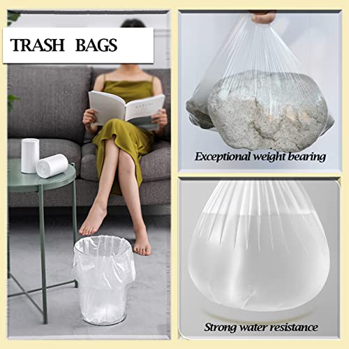 Small Trash Bags 4 Gallon 110 Count, Clear Waste Basket Trash Bags for Bathroom, Kitchen, Bedroom, 5 Gallon Garbage Bags Unscented Can 15 Liters