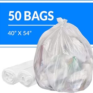 Reli. SuperValue 55 Gal Trash Bags | 50 Count | Made in USA | Clear Trash Bags Heavy Duty | 55 Gallon - 60 Gallon - 55 Gal Garbage Bag | Large Trash Bags 55-60 Gal| Clear, White