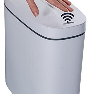 Sooyee 14 Liter Automatic Trash Can with lid,3.6 Gallon Touchless Trash Can or Kick,Garbage Cans for Kitchen,Bathroom,Office,Bedroom,Living Room,White