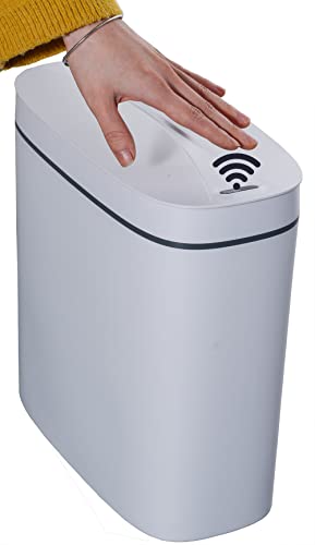 Sooyee 14 Liter Automatic Trash Can with lid,3.6 Gallon Touchless Trash Can or Kick,Garbage Cans for Kitchen,Bathroom,Office,Bedroom,Living Room,White