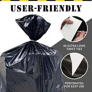 Reli. ProGrade Contractor Trash Bags 55 Gallon (40 Bags w/Ties) | Heavy Duty Trash Bags | 55 Gallon Trash Bags (2 Mil) | Black Contractor Bags | Garbage Bags, Construction Bags 55 Gal - 60 Gal |Black