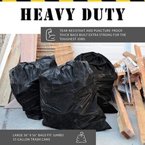 Reli. ProGrade Contractor Trash Bags 55 Gallon (40 Bags w/Ties) | Heavy Duty Trash Bags | 55 Gallon Trash Bags (2 Mil) | Black Contractor Bags | Garbage Bags, Construction Bags 55 Gal - 60 Gal |Black