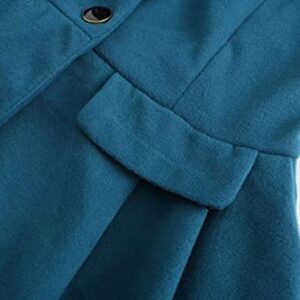 PLAZRU Double Breasted Faux Fur Collar Jacket Lapel Pea Coats for Women Winter Long Trench Coat with Belt Elegant Swing Coat