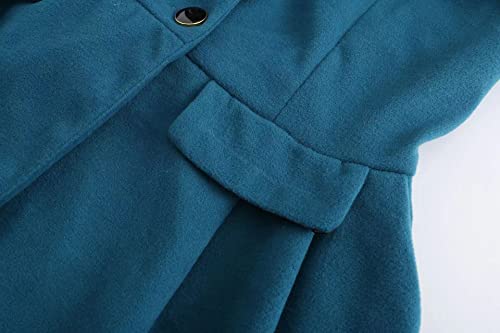 PLAZRU Double Breasted Faux Fur Collar Jacket Lapel Pea Coats for Women Winter Long Trench Coat with Belt Elegant Swing Coat