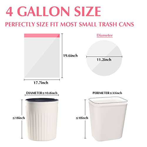 Small Trash Bags 2-4 Gallon Drawstring-Ryobyo 4 Gallon Trash Bag Extra Strong, Small Garbage Bags 4 Gallon Unscented, Stretchy, Quick Cinch for Bathroom Kitchen, White 44 Count