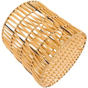 pretyzoom natural woven basket round trash basket rattan garbage bin waste basket organizer trash basket toy container kitchen decoration (khaki)