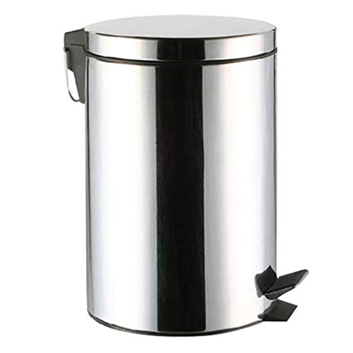 WENLII Newly 1pc 5L Rubbish Bin Stainless Steel Step Pedal Trash Can Large Capacity for Kitchen Bathroom