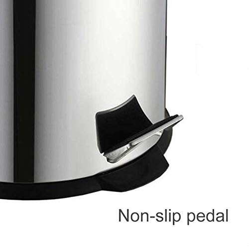 WENLII Newly 1pc 5L Rubbish Bin Stainless Steel Step Pedal Trash Can Large Capacity for Kitchen Bathroom