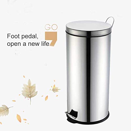 WENLII Newly 1pc 5L Rubbish Bin Stainless Steel Step Pedal Trash Can Large Capacity for Kitchen Bathroom